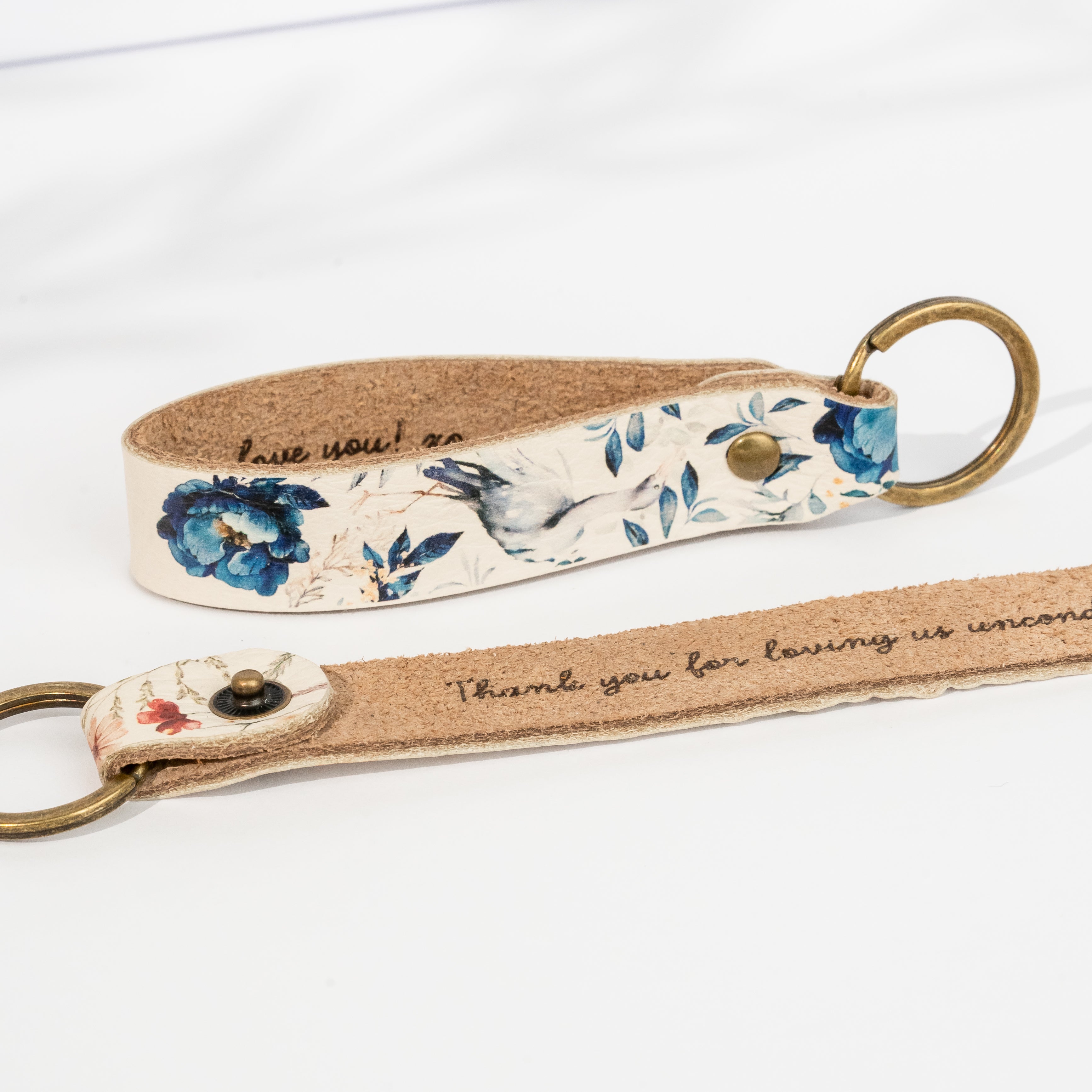 Personalised Leather Keytag - Florals | Arlo & Co