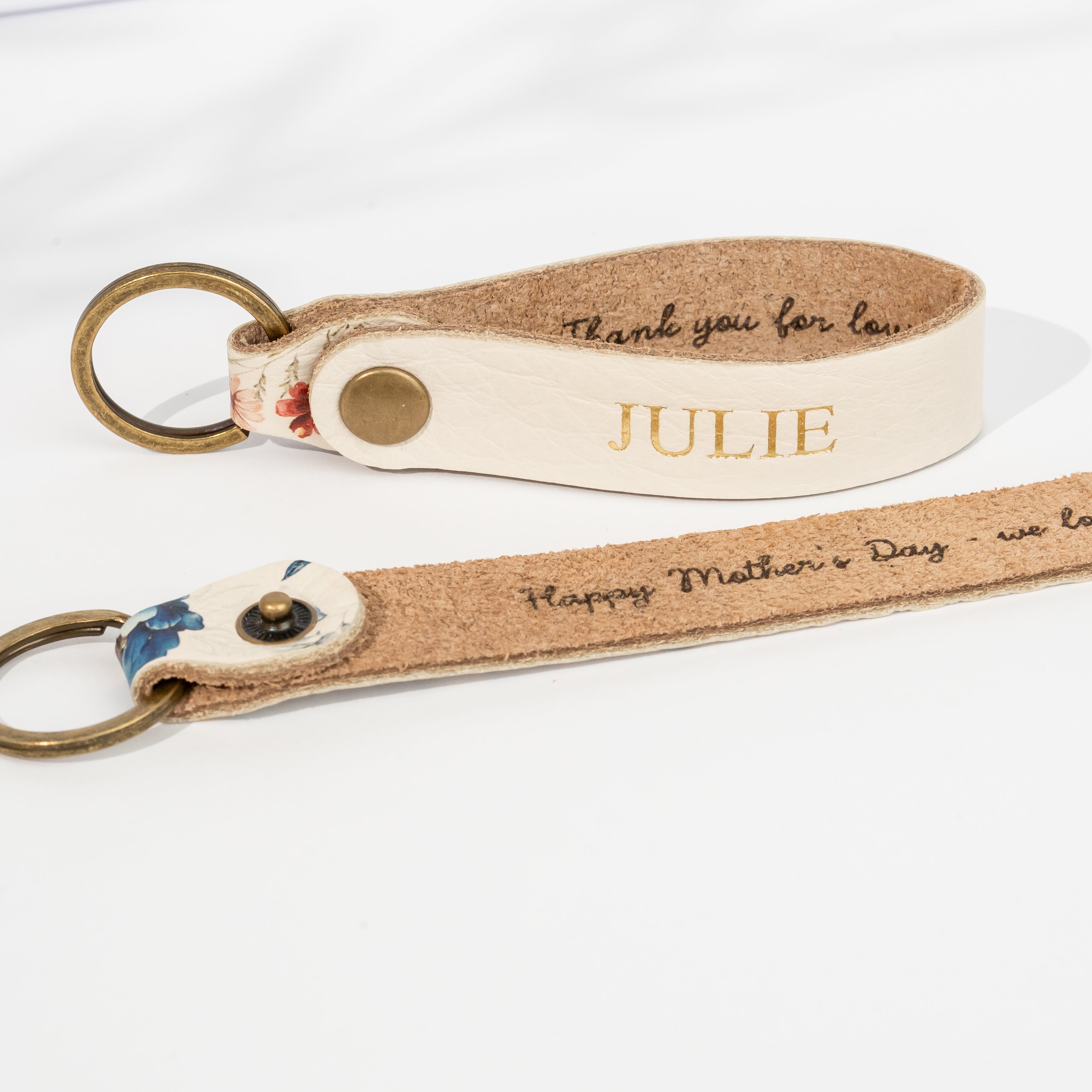 Personalised Leather Keytag - Florals | Arlo & Co