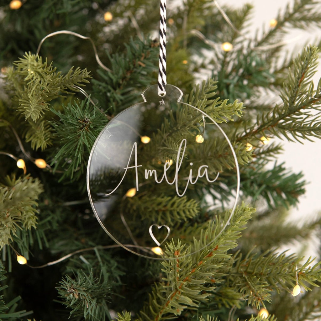 Personalised Clear Acrylic Christmas Ornament - Script Font – Arlo & Co
