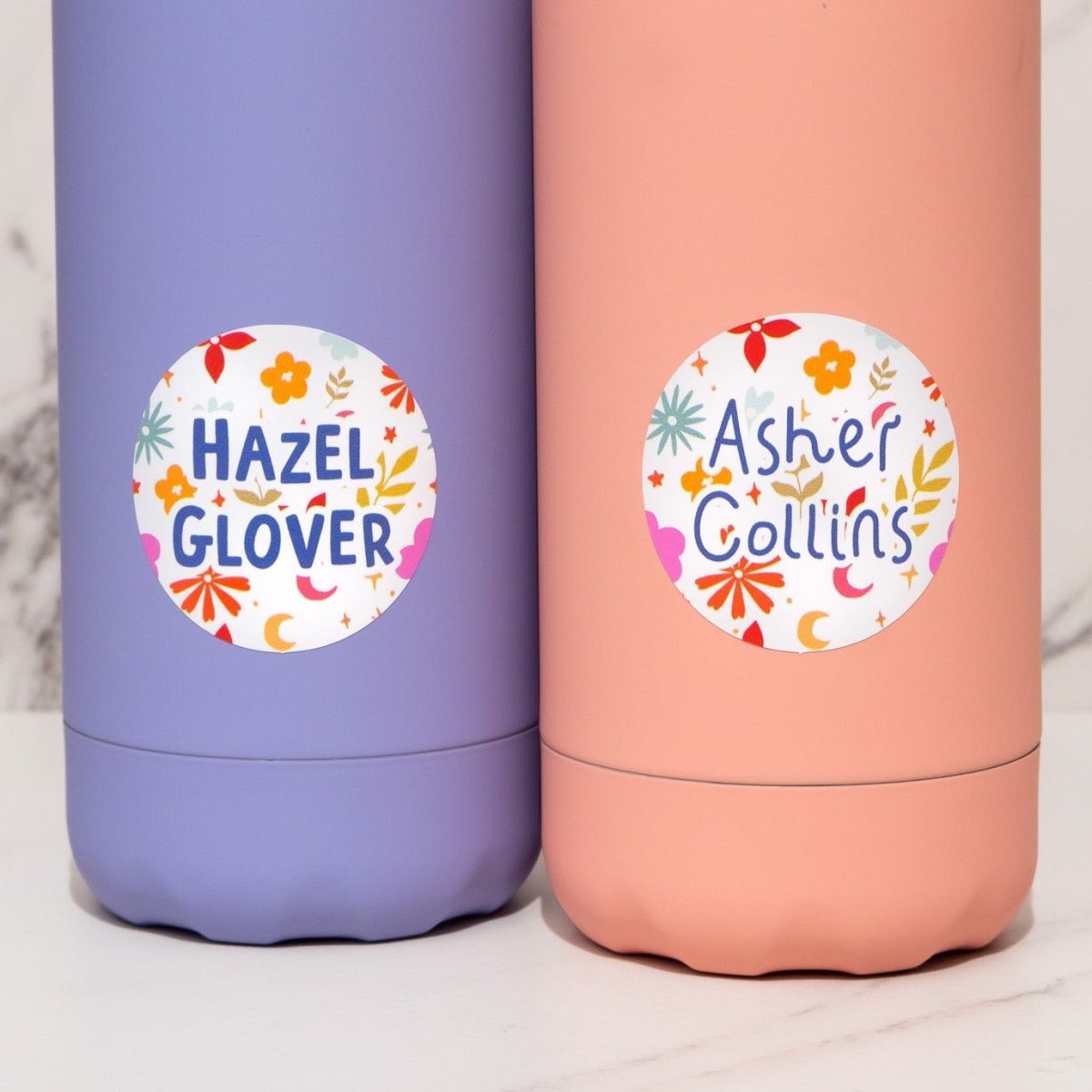 Personalised Name Labels for Kids - Large Round PATTERN | Arlo & Co