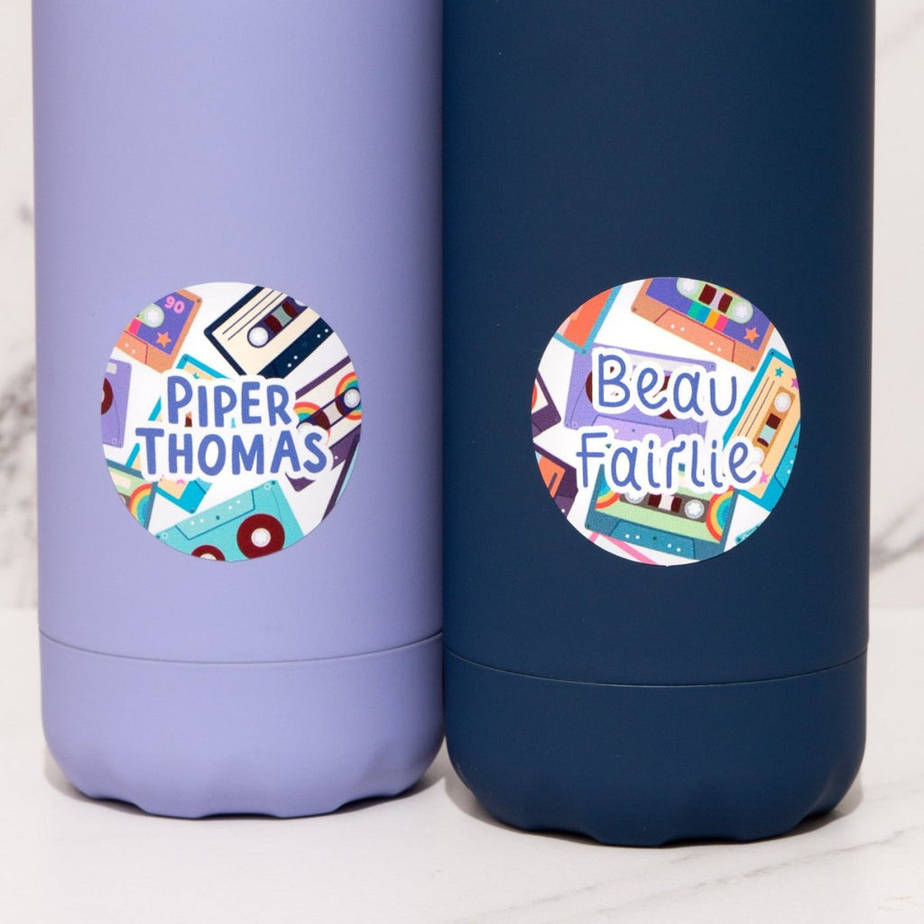 Personalised Name Stickers for Kids - Large Round PATTERN – Arlo & Co