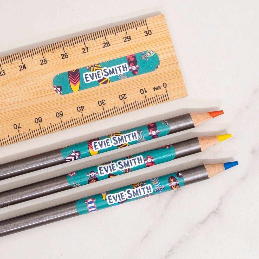 Personalised Name Labels for Pencils - Mini PATTERN Stickers | Arlo & Co