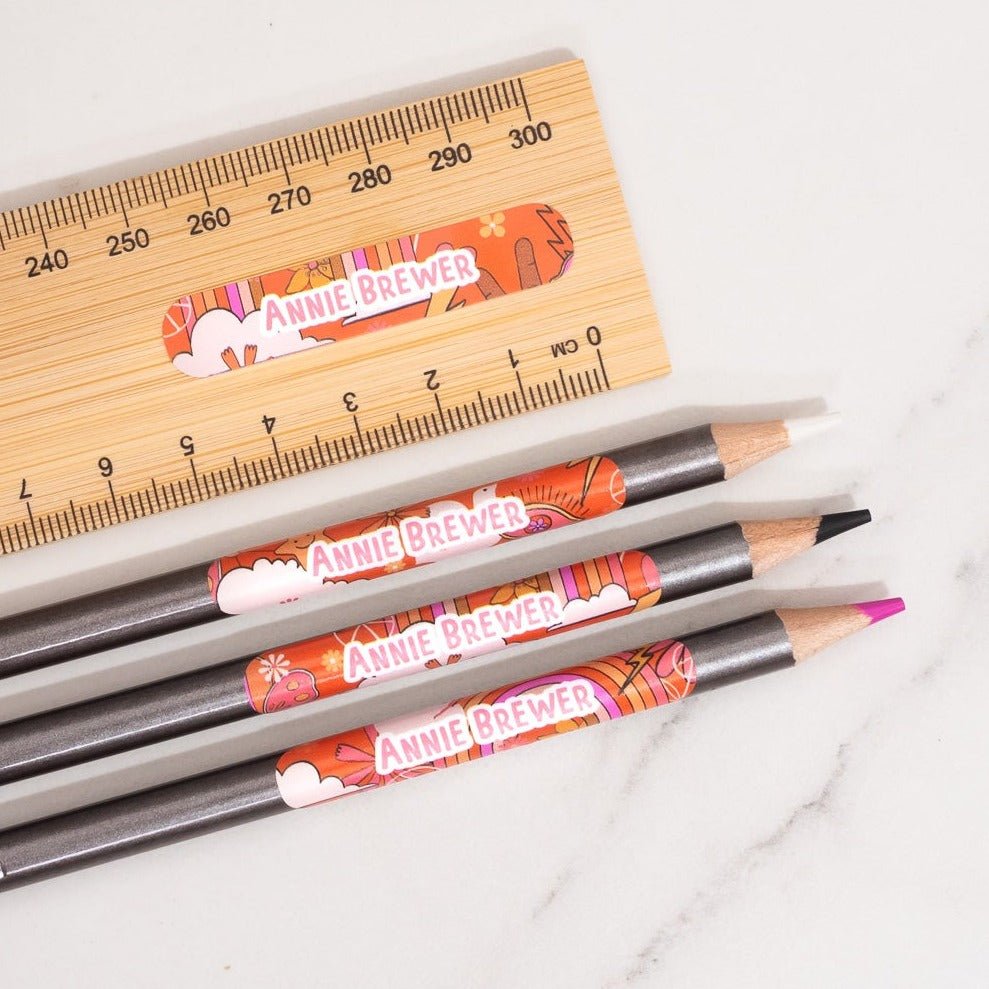 Personalised Name Labels for Pencils - Mini PATTERN Stickers | Arlo & Co